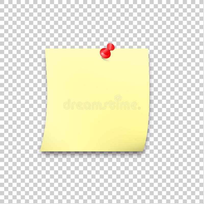 Sticky Paper Reminder with Red Pin and Shadow Stock Vector ...