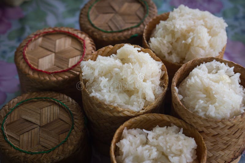 Sticky Rice in Bamboo Box Thai Style Stock Image - Image of sticky ...