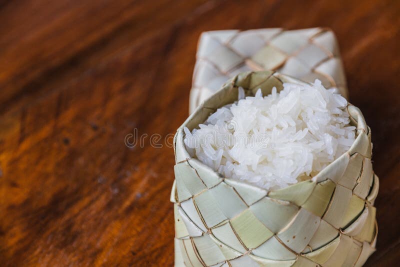Thai Sticky Rice Box Isolated Stock Photo - Image of thai, cooking ...