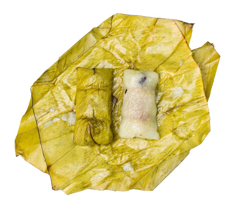 Sticky Rice Dessert in Banana Leaf Packaging. Stock Image - Image of ...