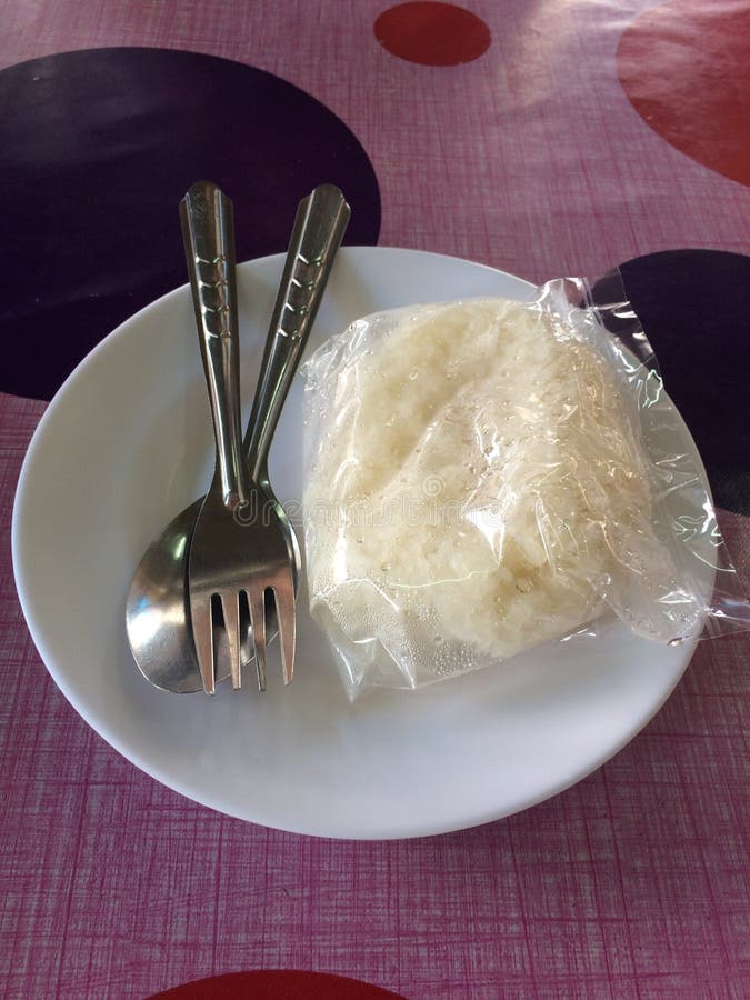 Bag of Sticky Rice Placed on Plastic Bag Stock Photo - Image of fish ...