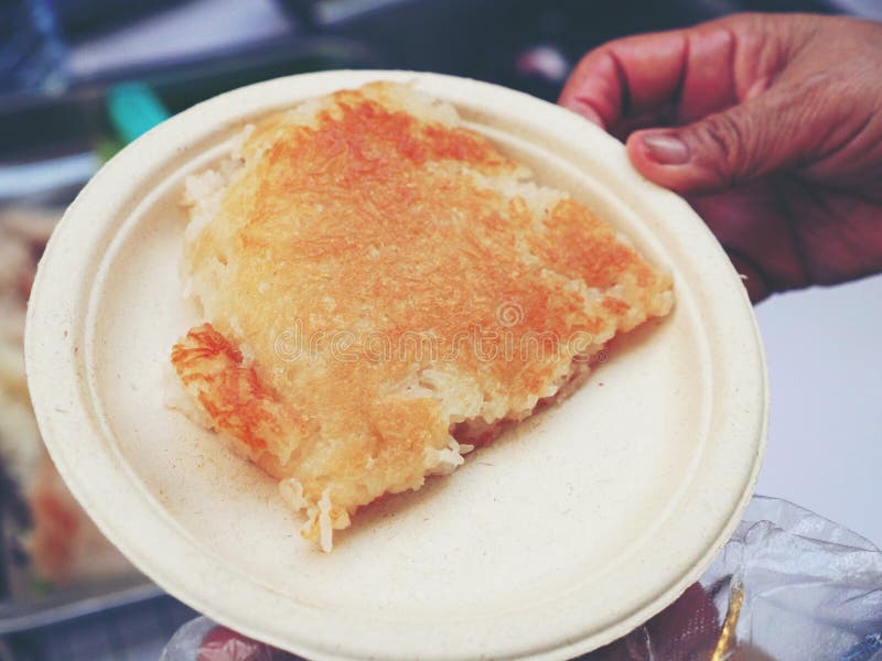 Sticky Rice Grill or Grill Sticky Rice, with Egg Paste. a Street Food ...