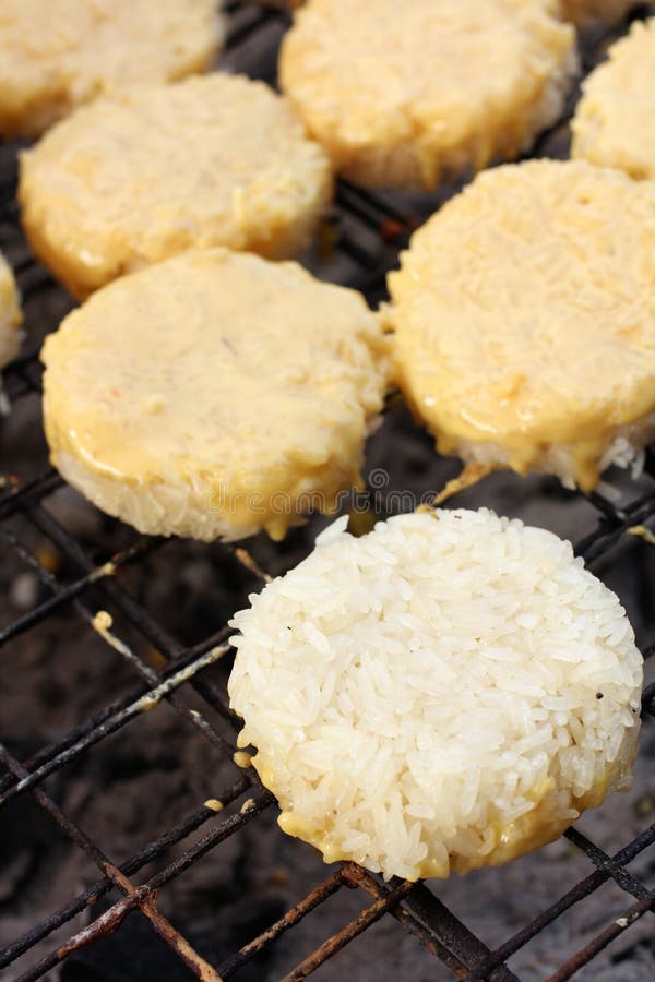 Sticky rice grilled stock image. Image of meat, thai - 35497817