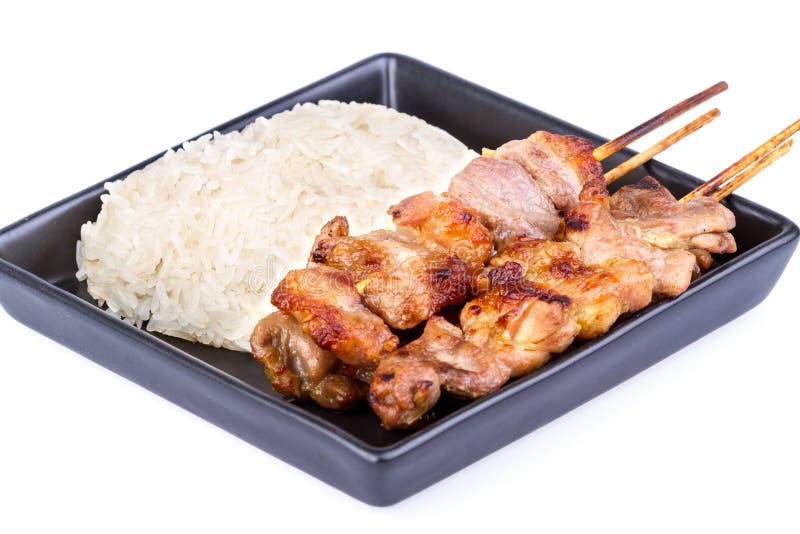 Sticky Rice with Grilled Pork Stock Image - Image of tradition, spicy ...