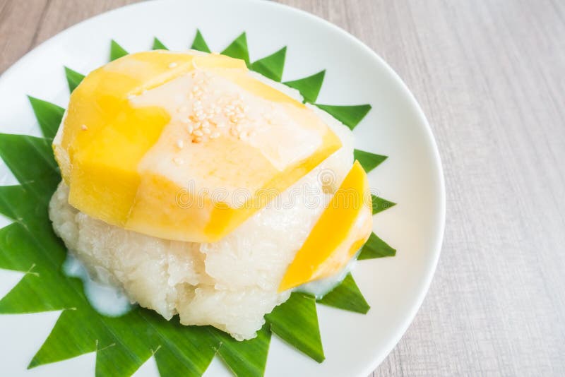 Sticky rice with mango stock image. Image of rice, organic - 75881905