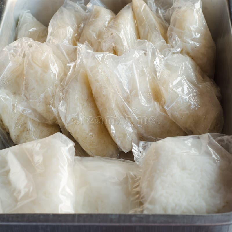 Sticky Rice Pack in Plastic Wrap Stock Photo - Image of carbohydrate ...