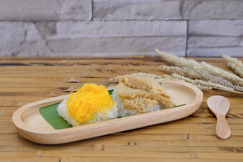 Sticky Rice with Steamed Custard. Stock Photo - Image of sticky ...