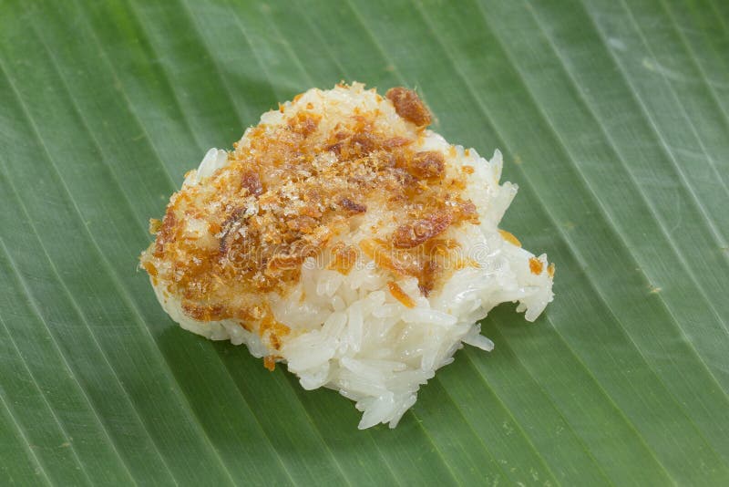 Sticky Rice with Sugar Dried Fish Topping Stock Image - Image of ...