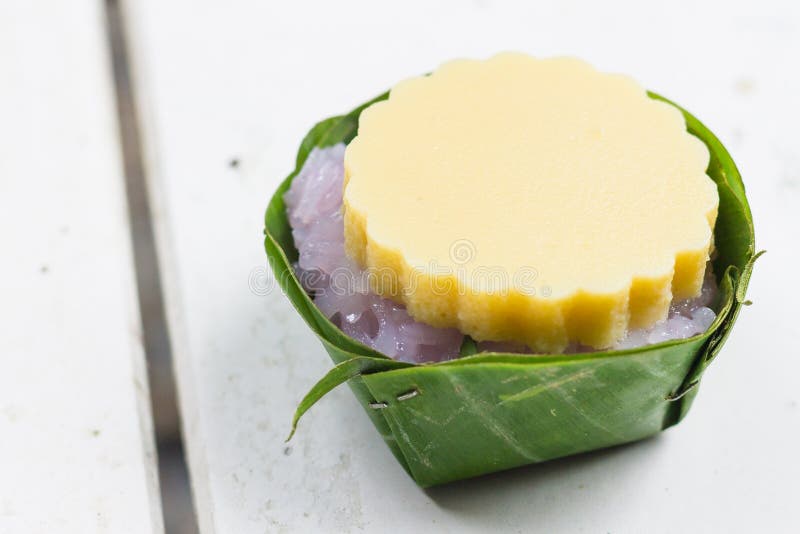 Sticky Rice with Sweet Custard Stock Image - Image of brown, dessert ...