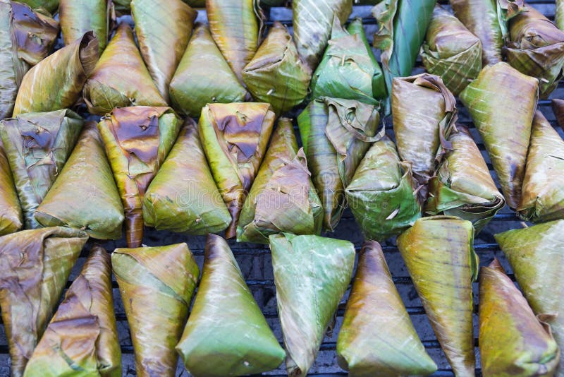 Sticky Rice with Taro Grill on Stove Stock Image - Image of heat, grill ...