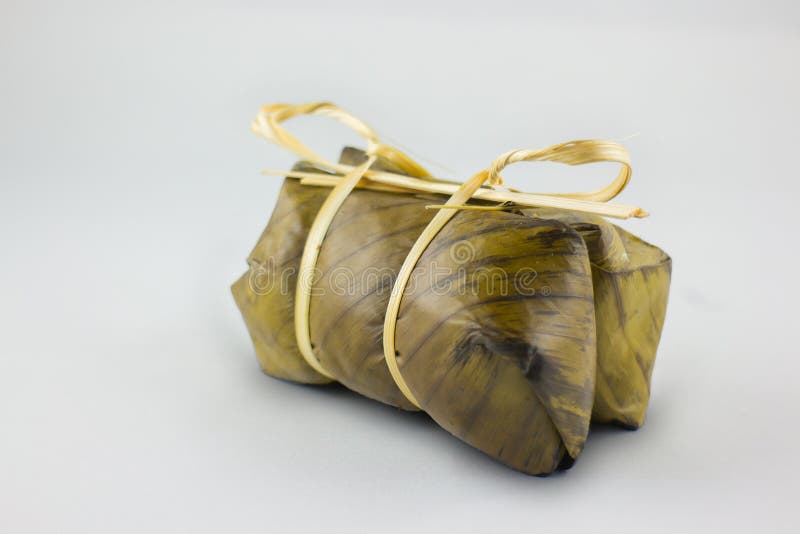 Sticky Rice Thai Dessert Wrap by Banana Leaf Stock Image - Image of ...