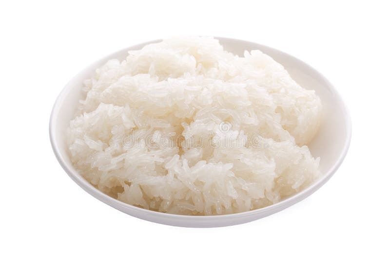 Sticky rice in white plate stock photo. Image of beautiful - 137787108