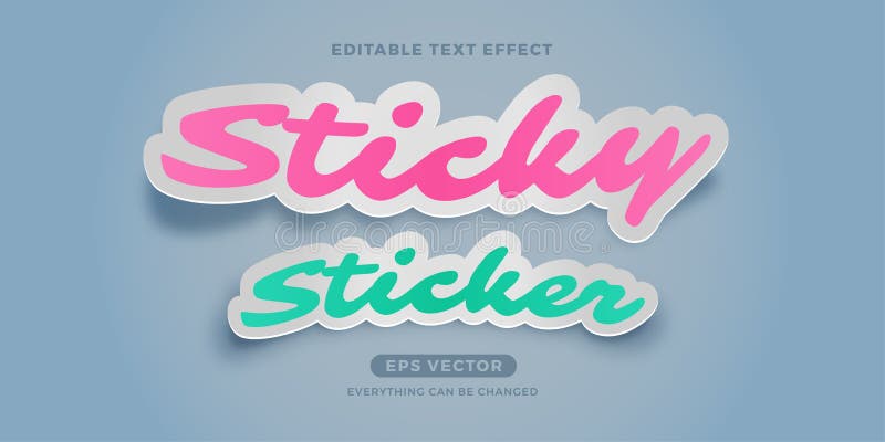 Sticky Sticker text effect stock vector. Illustration of style - 216103500