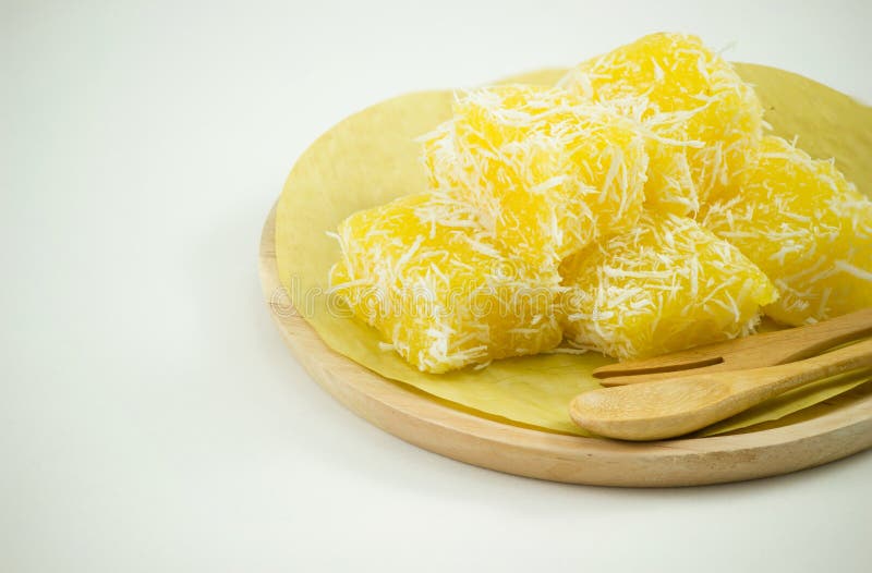 Sticky Tapioca Cake on White Background Stock Image - Image of dish ...