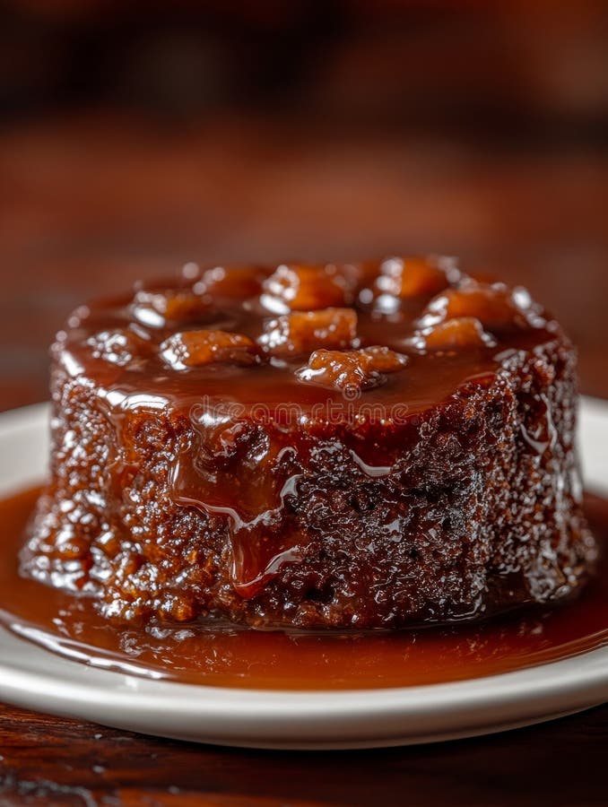 Sticky Toffee Pudding Drizzled with Caramel Sauce. Stock Photo - Image ...