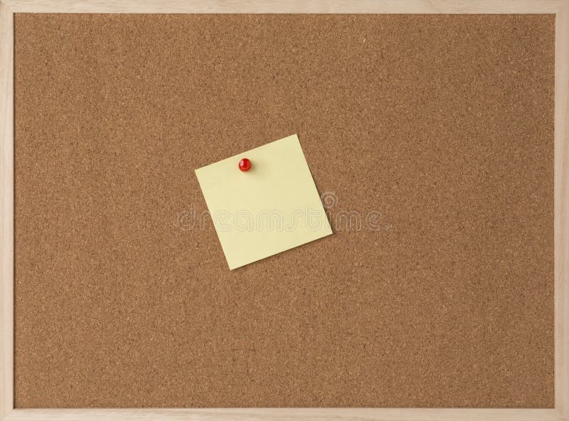Sticky Yellow Note on Wooden Frame Cork Board Stock Image - Image of ...