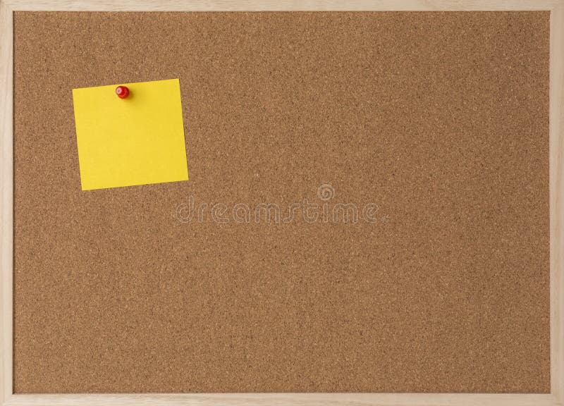 Sticky Yellow Note on Wooden Frame Cork Board Stock Image - Image of ...
