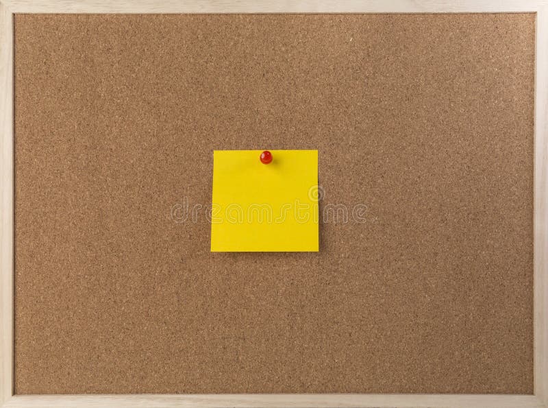 Sticky Yellow Note on Wooden Frame Cork Board Stock Photo - Image of ...