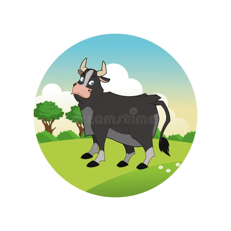 Stier-Karikatur, Buntes Design Vektor Abbildung - Illustration von ...