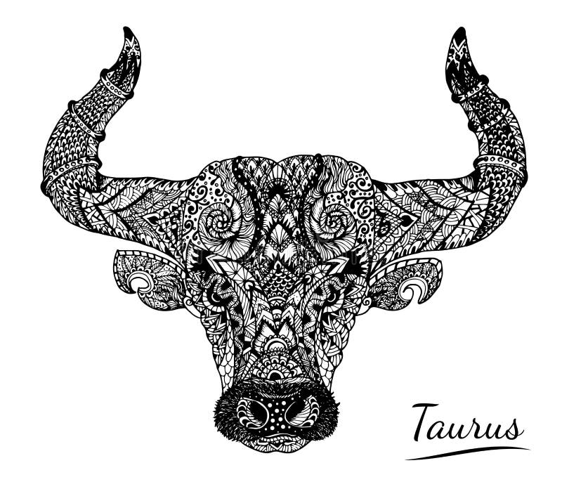 Stier Zentangle Van De Dierenriem Vector Illustratie - Illustration of ...