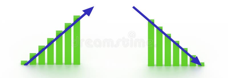 Stigande Och Fallande Diagram Med Pilen Stock Illustrationer ...