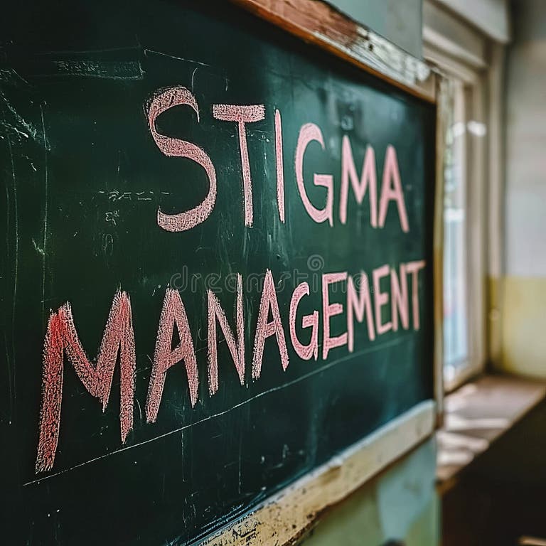 STIGMA MANAGEMENT Text Related To the Type of Discrimination Written on a Blackboard Stock Image ...
