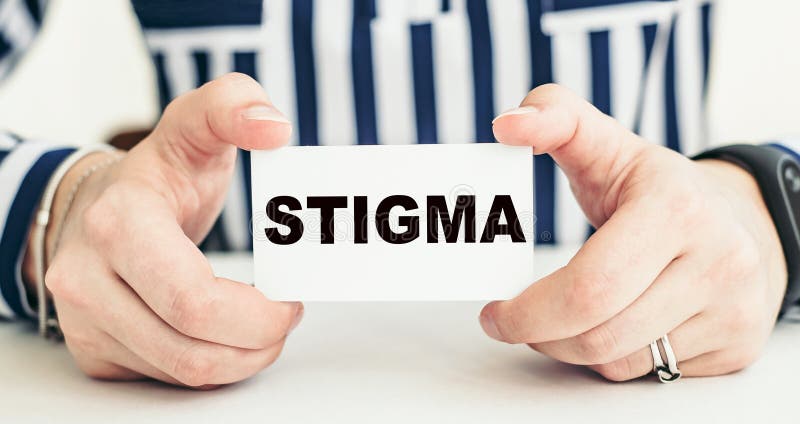 STIGMA. Woman Holding a Card with a Message Text Written on it Stock ...