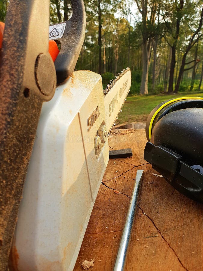 Stihl Chainsaw editorial photography. Image of wood - 123833662