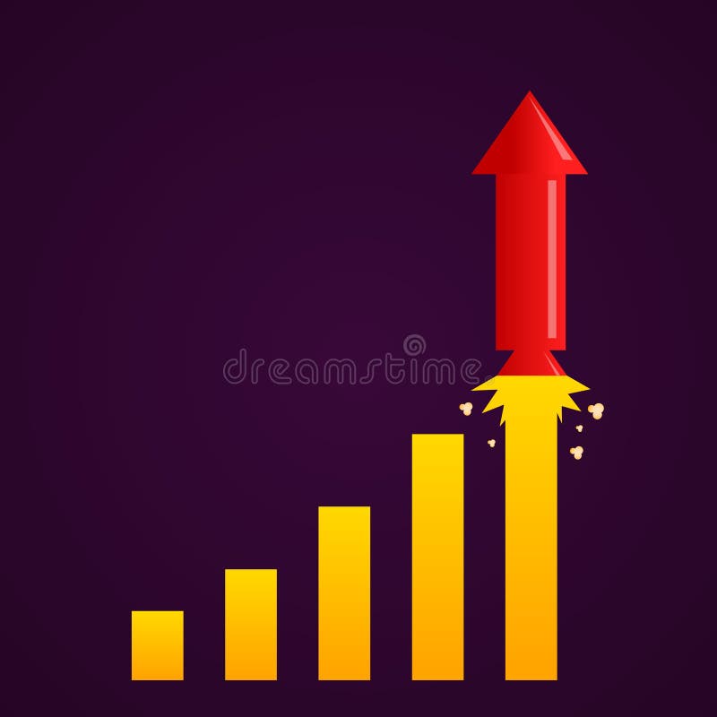 Stijgende Grafiek Met Raket Vector Illustratie - Illustration of ...