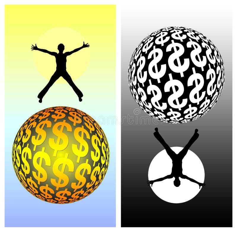 Stijging En Val Van Geld En Bekendheid Stock Illustratie - Illustration ...