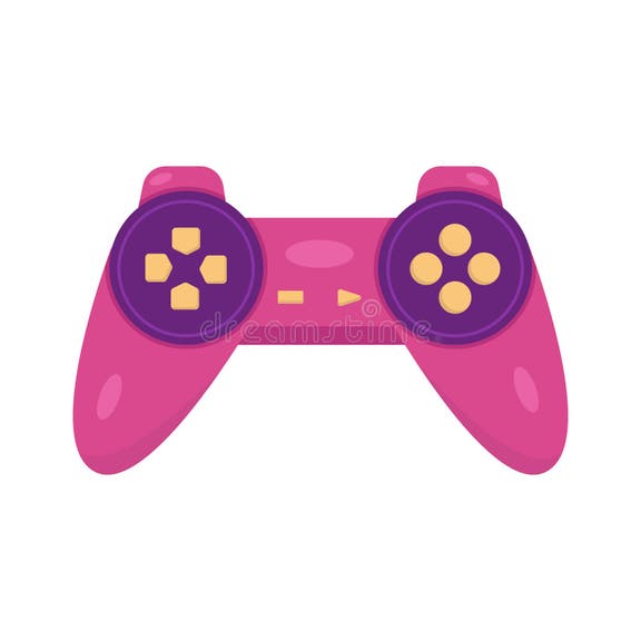 Retro Game Controller Vector Illustration in Pink and Purple Stock ...