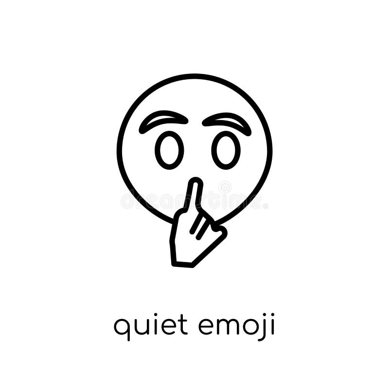 Quiet Emoji Overzichtvectorpictogram Dunne Zwarte Stille Emoji ...