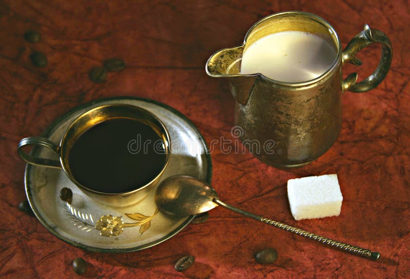Stil Life with Cup of Cofee Stock Photo - Image of spoon, silver: 653622
