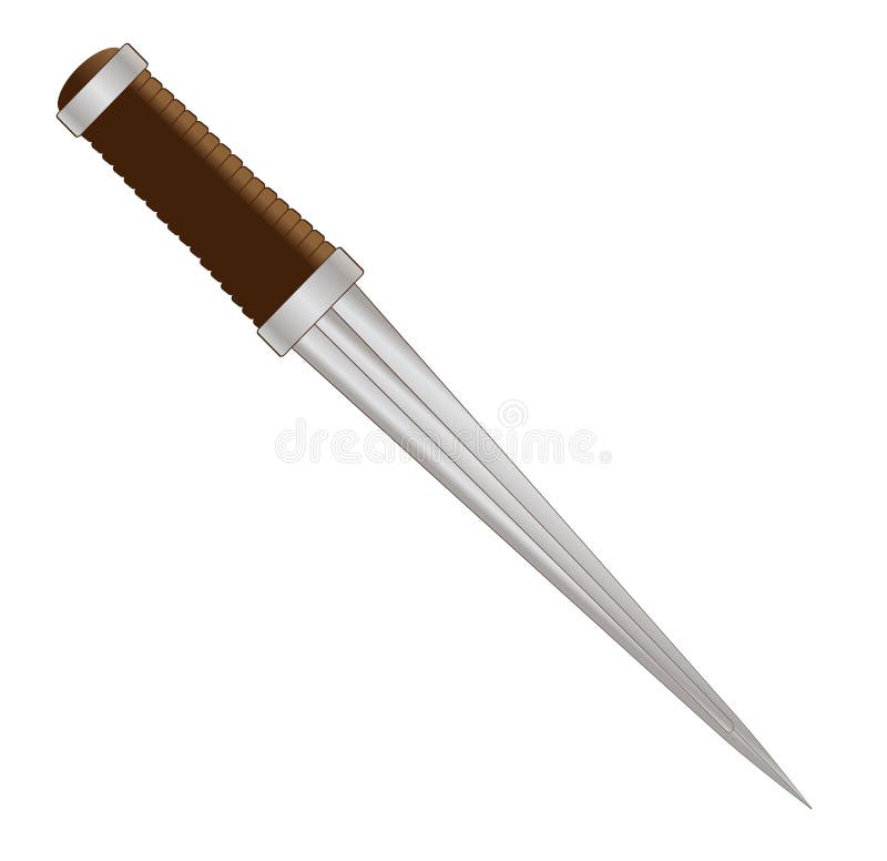 A Dagger with Pointed Blade and Round Pommel Against a Light Yellow ...