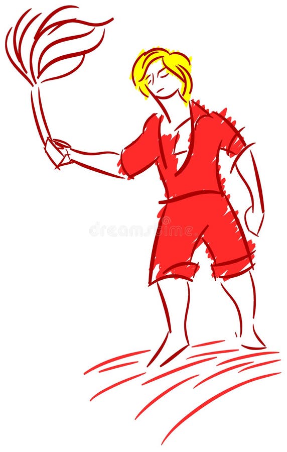 Stilisierter Mann Mit Der Fackel Im Rot Lokalisiert Vektor Abbildung ...