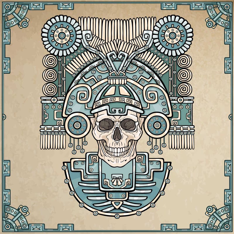 Stilisierter Schädel Heidnischer Gott Des Todes Vektor Abbildung ...