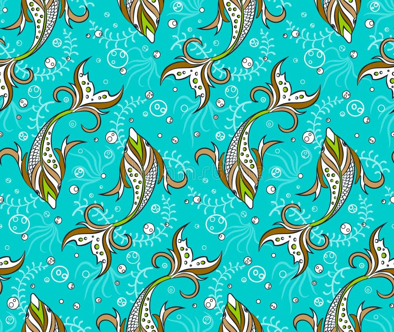 Stilisiertes Fisch-Muster vektor abbildung. Illustration von marine ...