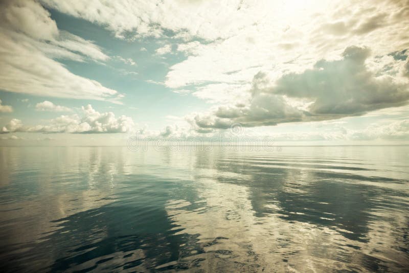 Still Calm Sea or Ocean Water Surface Aged Photo Background Stock ...