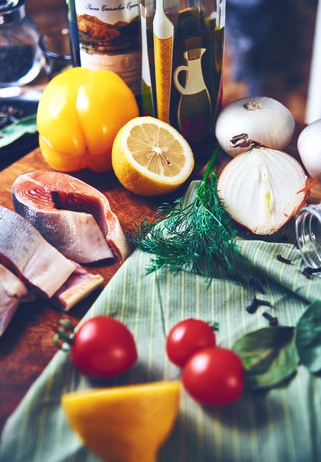 Still fish vegetables stock photo. Image of meal, fish - 69595044