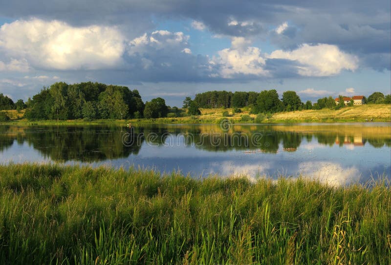 Still lake stock image. Image of bushes, still, green, warm - 372577
