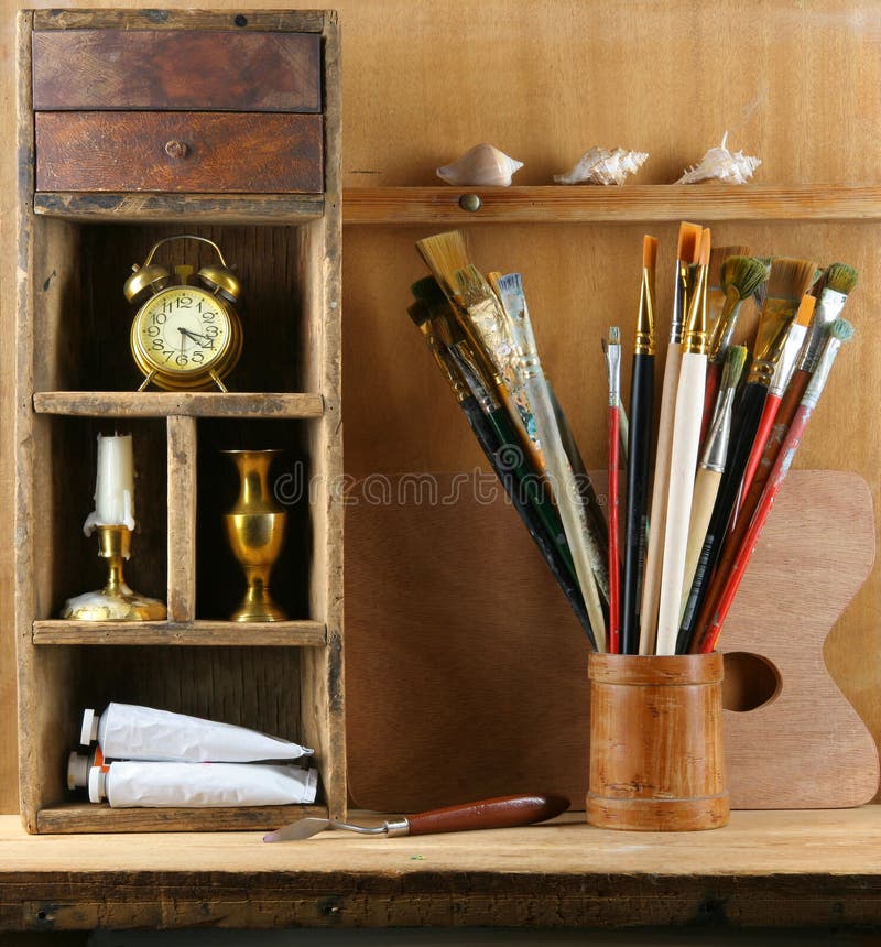 Still-life stock photo. Image of desk, still, paint, ancient - 9709088