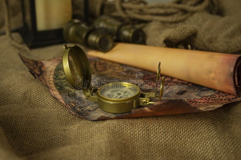 Skull and Adventure Objects for Exploration Stock Image - Image of ...