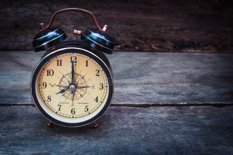 Still Life with Alarm Clock on Wood Table. Stock Photo - Image of metal ...