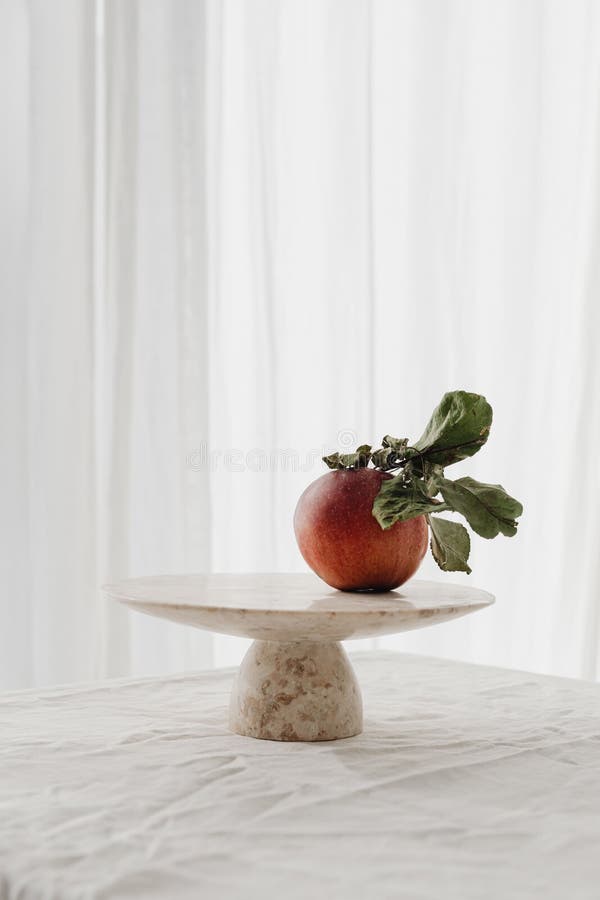 Still Life of an Apple on a Marble Stand Stock Image - Image of still ...