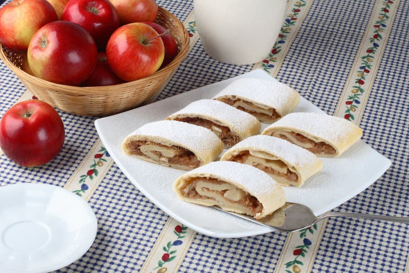 Still life with apple roll stock image. Image of snack - 3448531