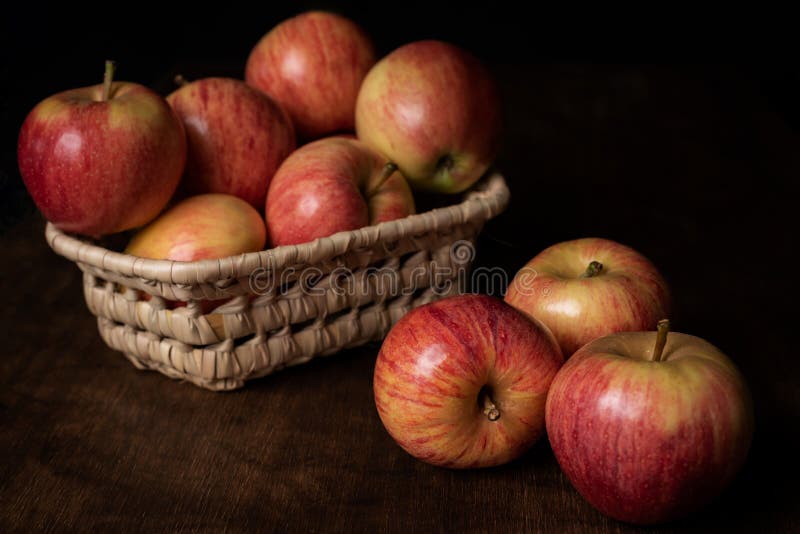 Still Life of Apples of the Royal Gala Variety, Reddish and Yellow ...