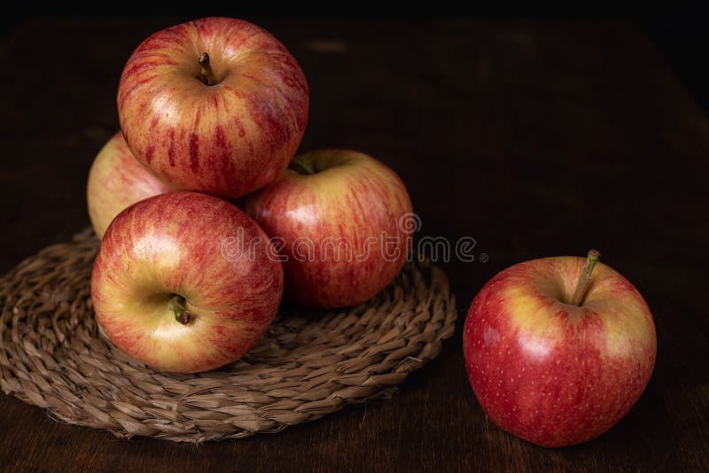 Still Life of Apples of the Royal Gala Variety, Reddish and Yellow ...