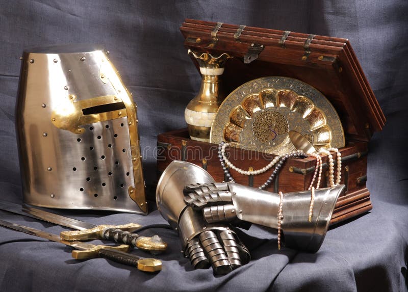 Still-life with an armour stock image. Image of casket - 9026329
