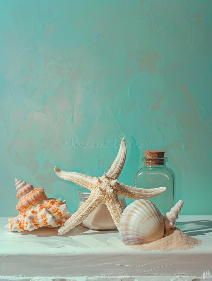 A Shell Still Life. Generated with Ai Stock Photo - Image of aqua ...