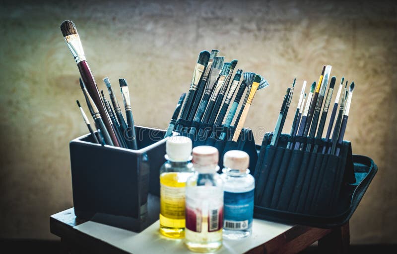 Still-life with the Art Paintbrushes Set Stock Photo - Image of case ...